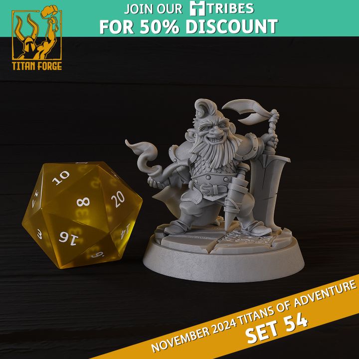 3D Printable Dwarf Male Fighter- RPG Hero Character D&D 5e - Titans of Adventure Set 54 by Titan ...